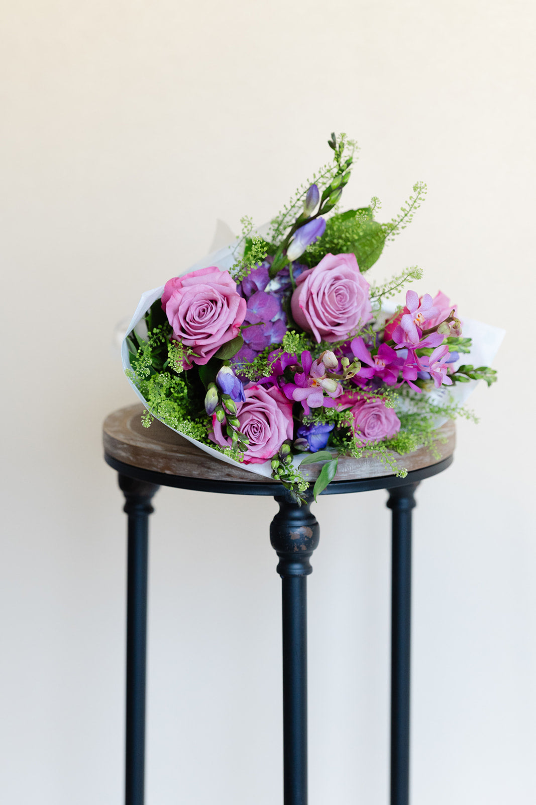 Violet Vibrance Wrapped Bouquet – Green Valley Floral Design
