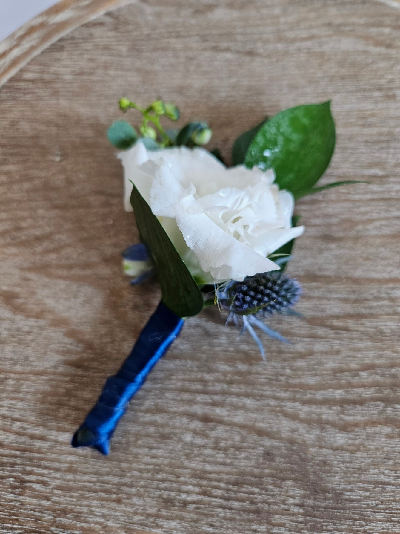 Boutonniere Blue Flowers – Green Valley Floral Design